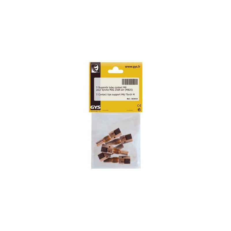 5 SUPPORTS TUBE CONTACT M6 POUR TORCHE 250A (MB25) - GYS -REF - 042919